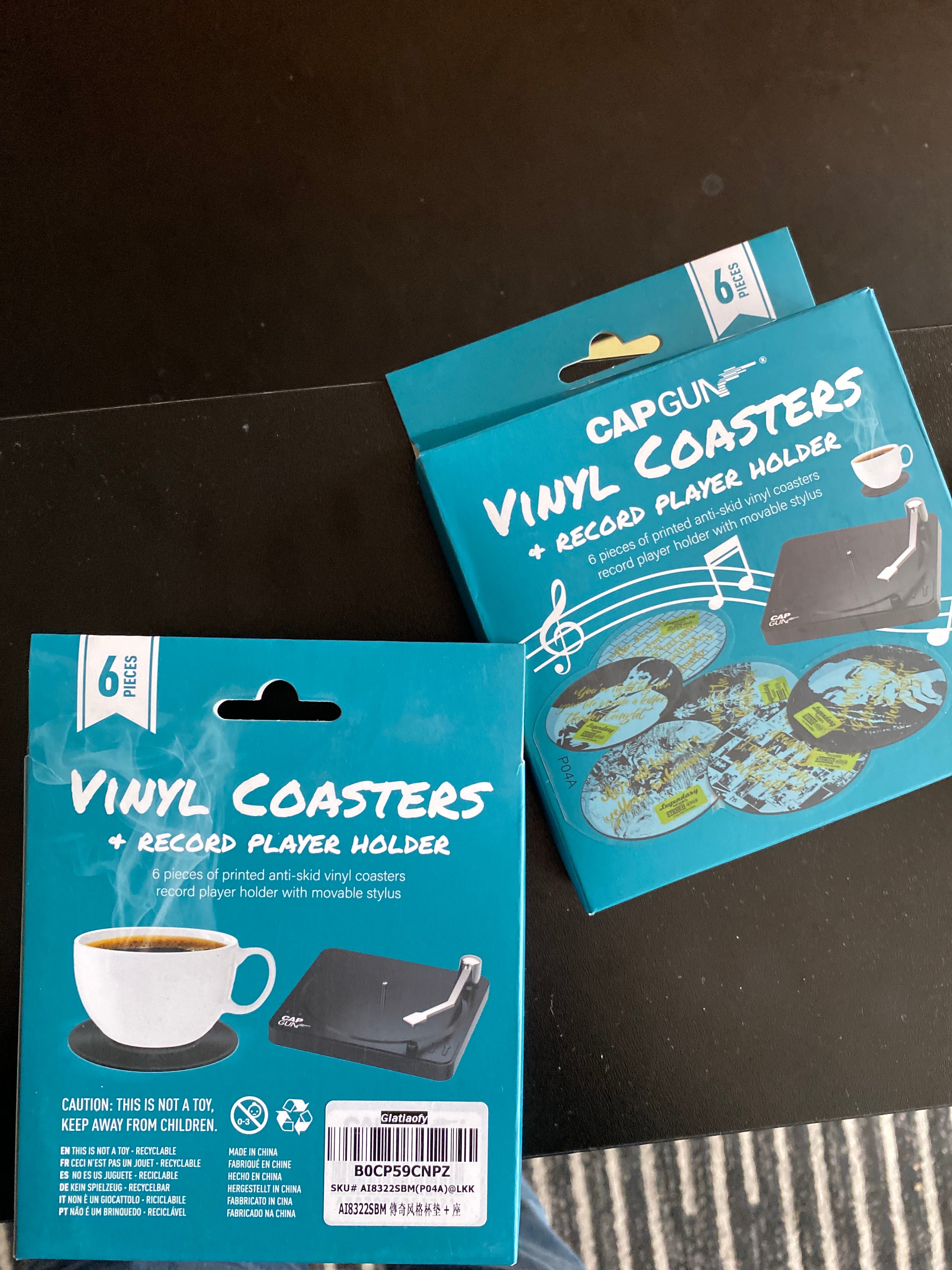 Vinyl coasters with player – Sessions Vinyl Room